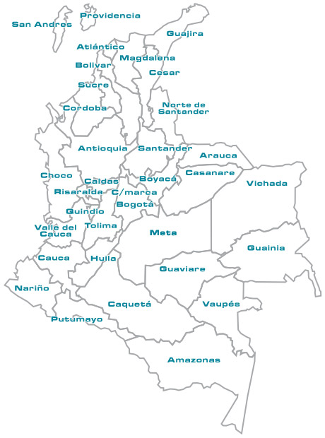 Mapa de colombia con departamentos - Imagui